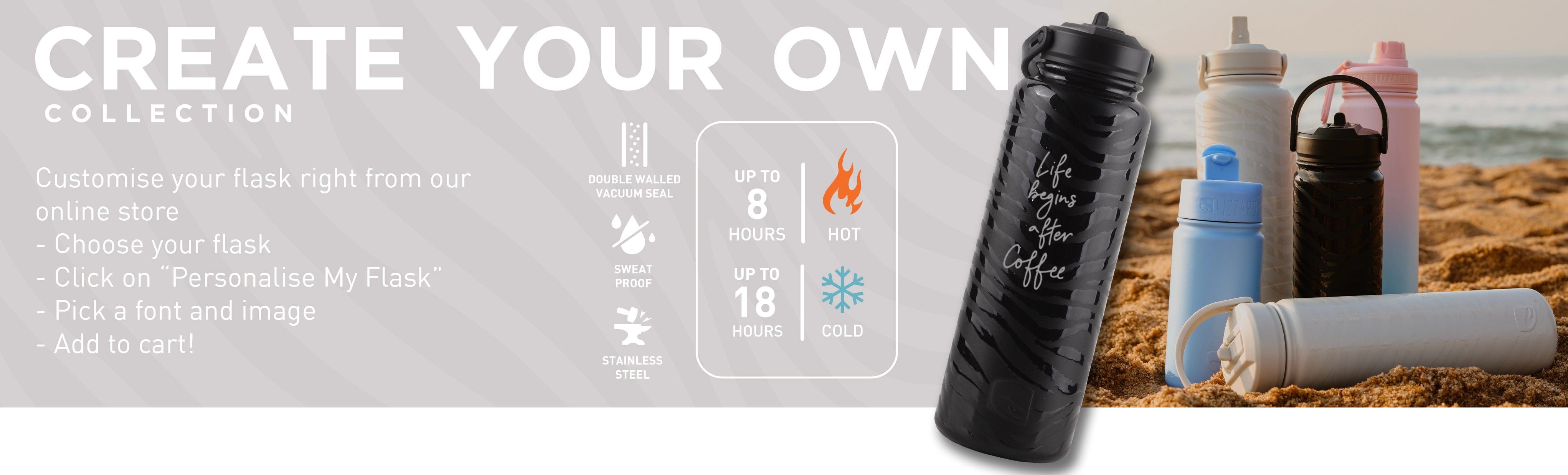 Stainless Steel Drinking Flasks | Customise Your Flask Online | Lizzar ...